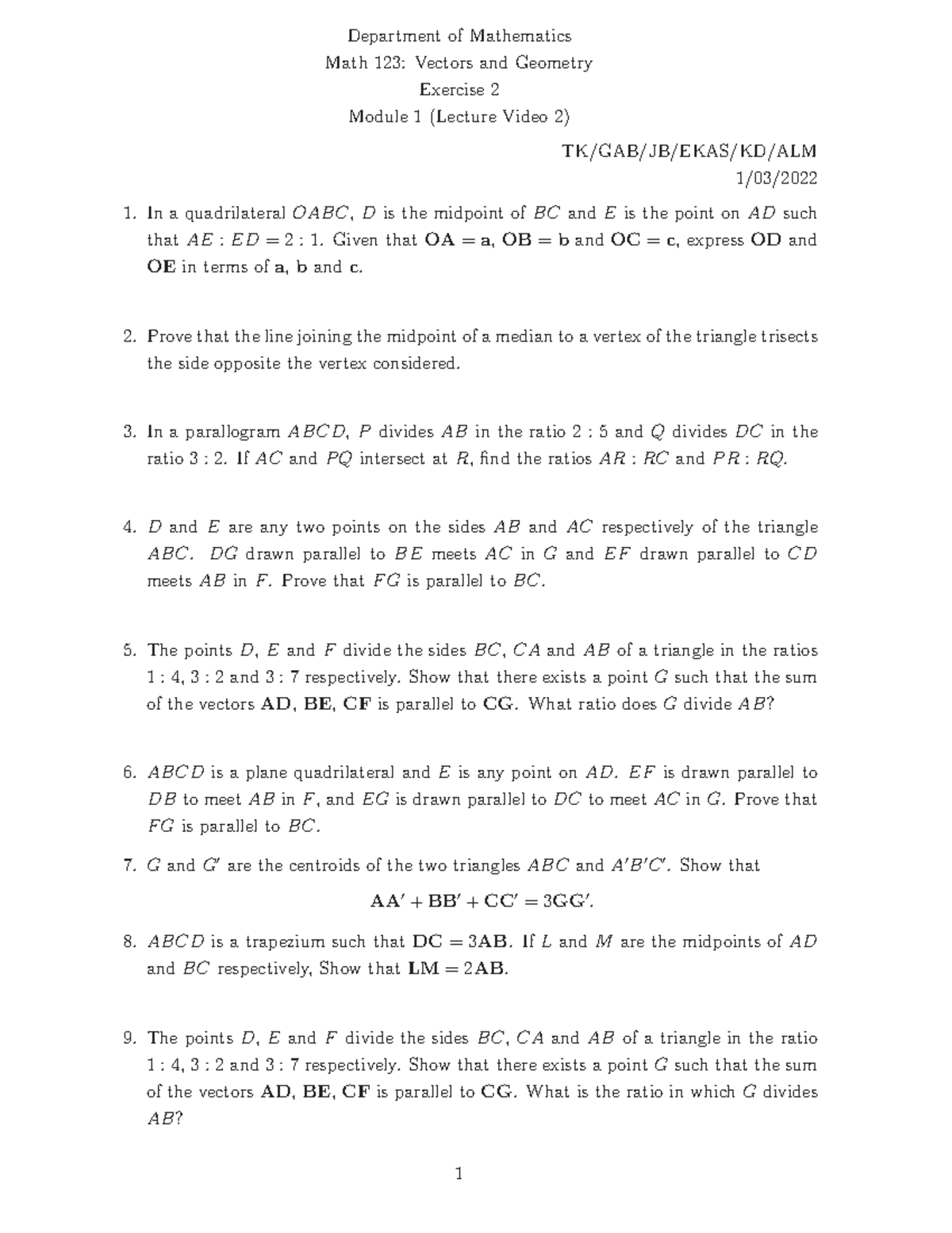MATH 123 - Exercises 2 Module 1 LV 2 - Department of Mathematics Math ...