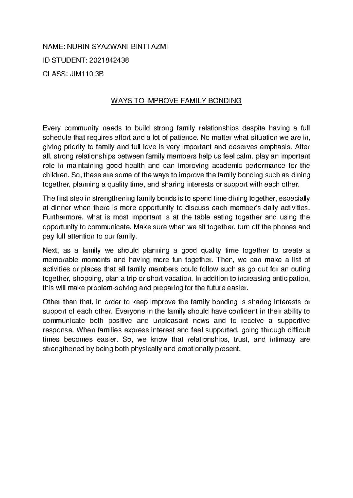 ELC231 TUTORIAL - NAME: NURIN SYAZWANI BINTI AZMI ID STUDENT ...