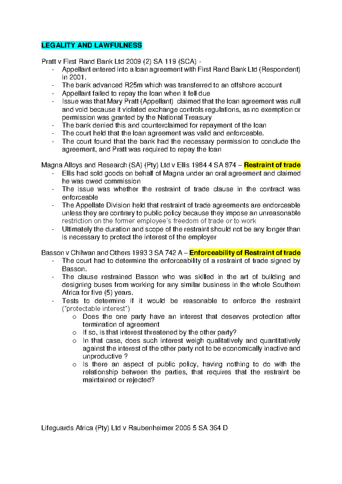 Legality AND Lawfulness case summaries 5 - LEGALITY AND LAWFULNESS ...