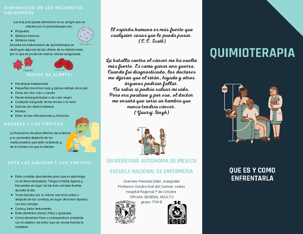Triptico quimio - UNIVERSIDAD AUTONOMA DE MEXICO QUIMIOTERAPIA ...