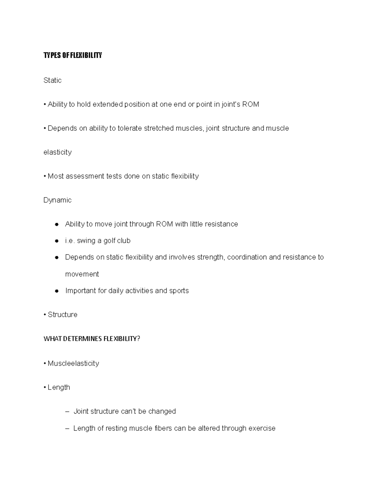 Types OF Flexibility - Summary plus notes that will be in the second ...