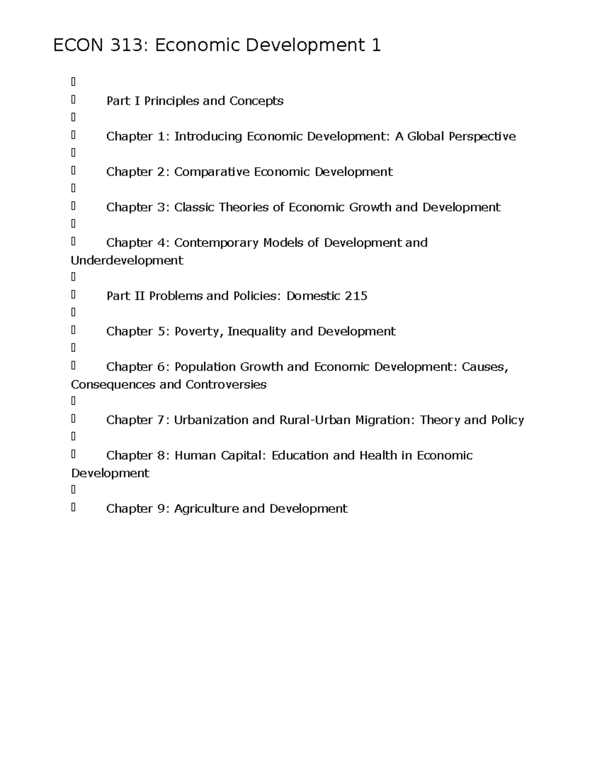 ECON 313 Textbook - Notes for each chapter of the course including ...