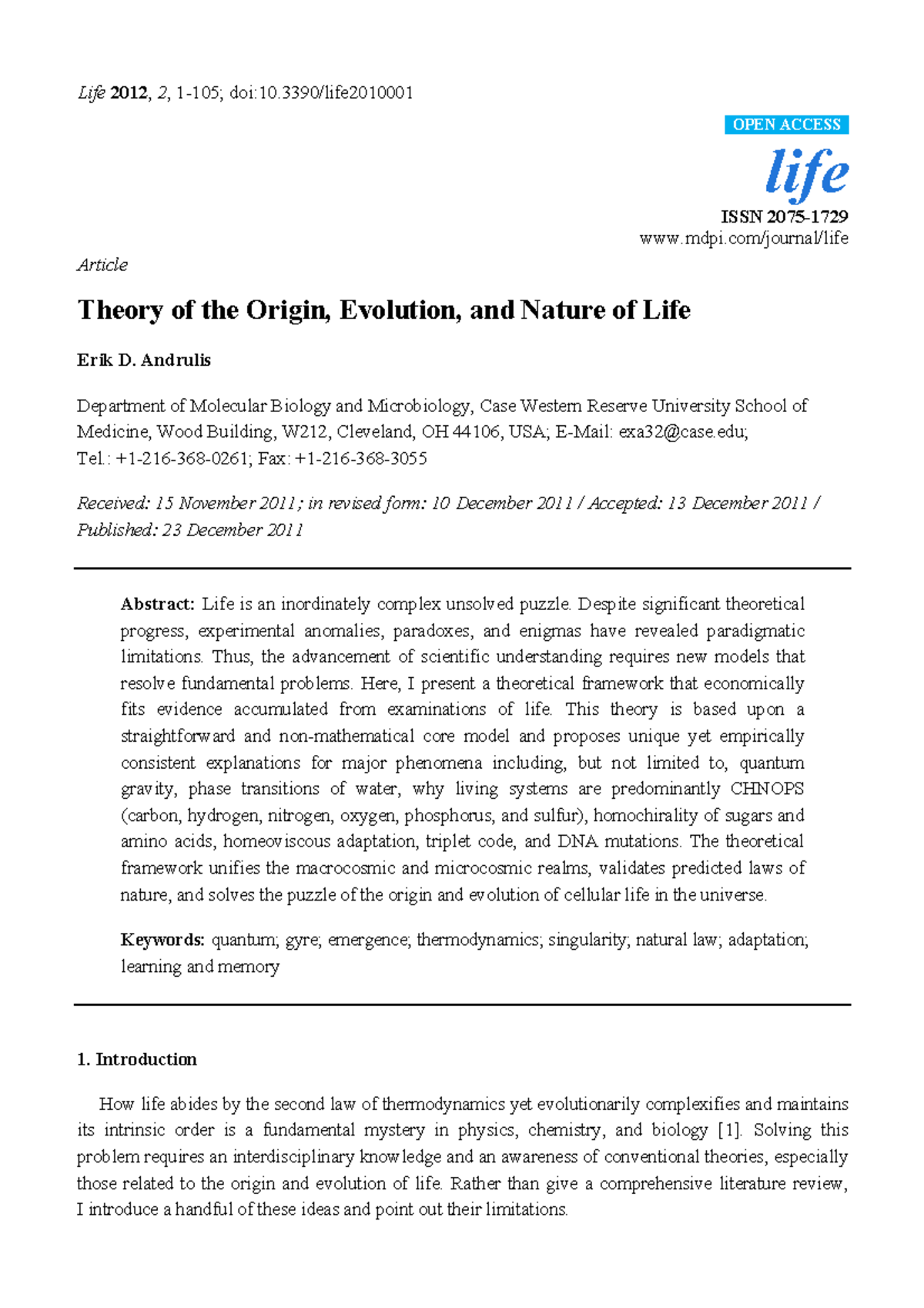 Life-02-00001 - nbvvgffhvhbnjnk - Life 2012 , 2 , 1-105; doi:10/life ...