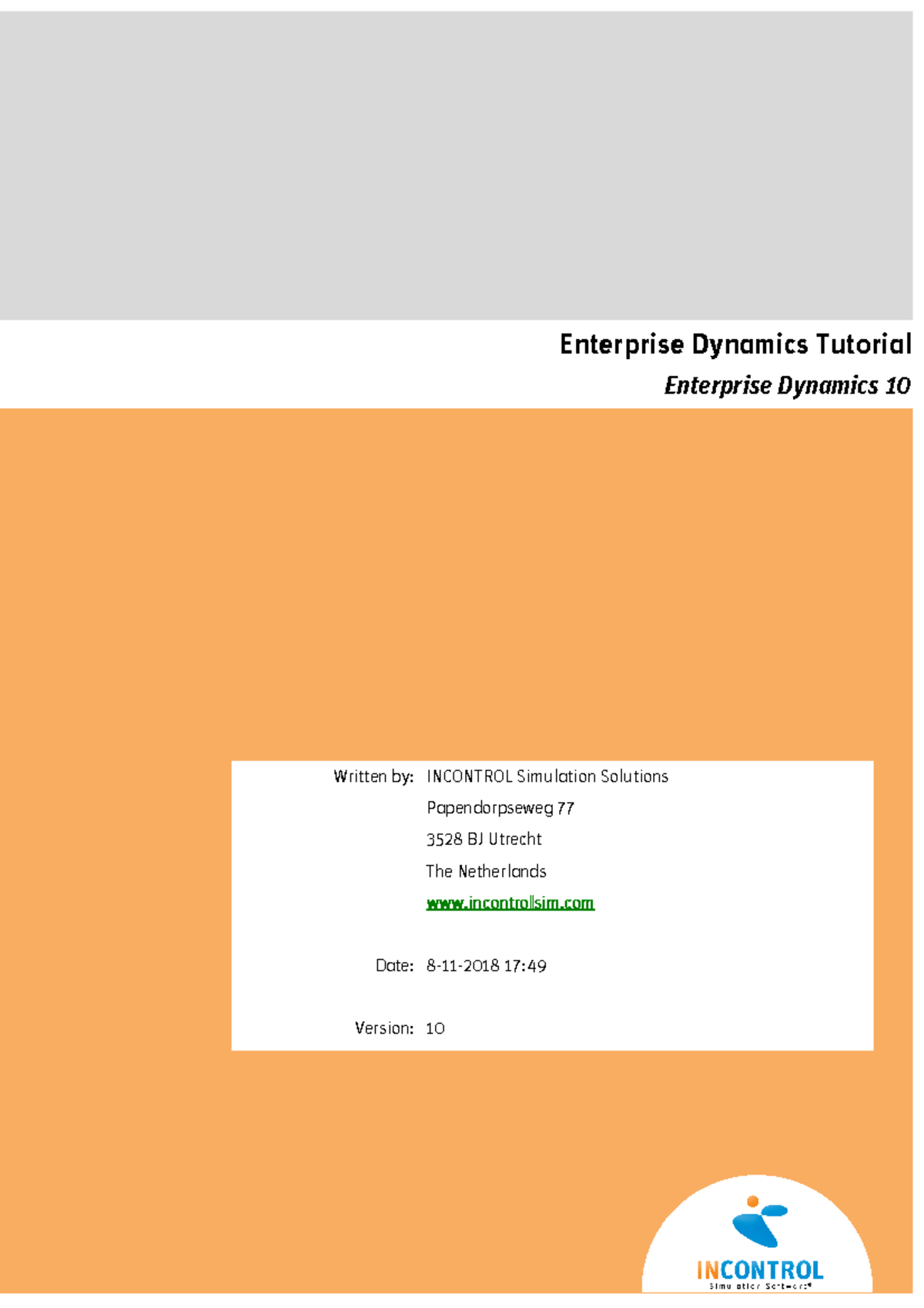 Enterprise Dynamics Tutorial - Enterprise Dynamics Tutorial Enterprise Dynamics 10 Written by ...