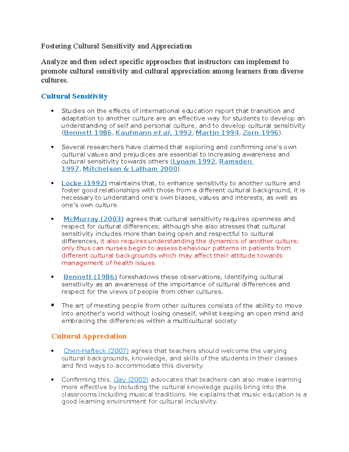 ED5342 u02d02 - Fostering Cultural Sensitivity and Appreciation - Fostering Cultural Sensitivity ...