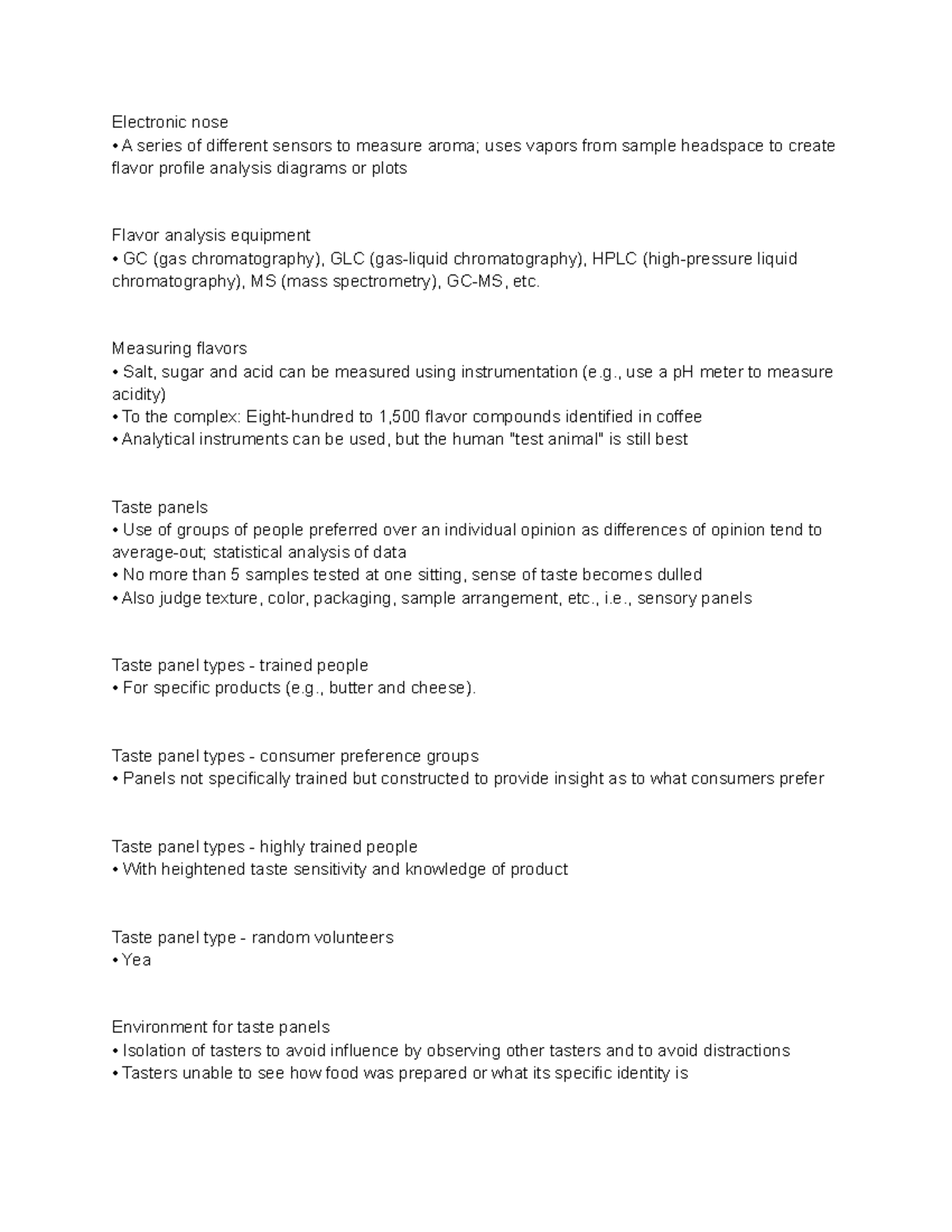 What is food science Notes 6 - Electronic nose A series of different ...