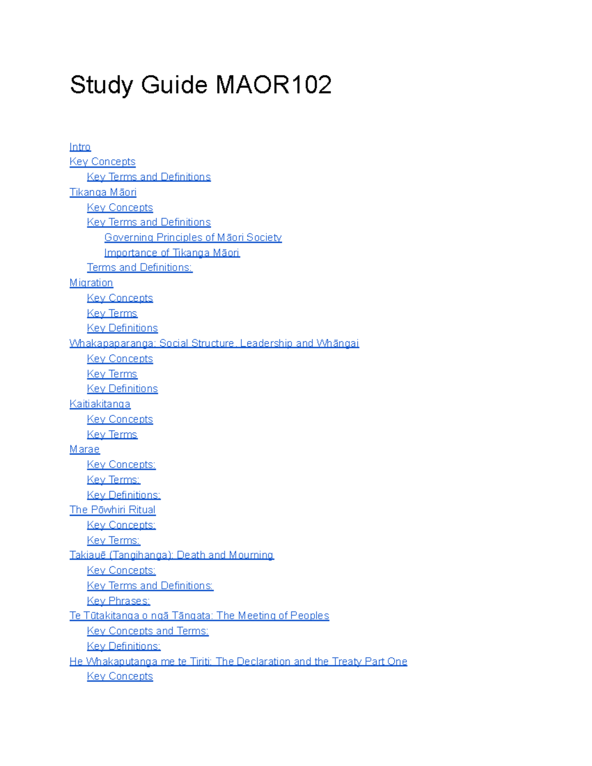 Study Guide MAOR102 - Study Guide MAOR Intro Key Concepts Key Terms and ...