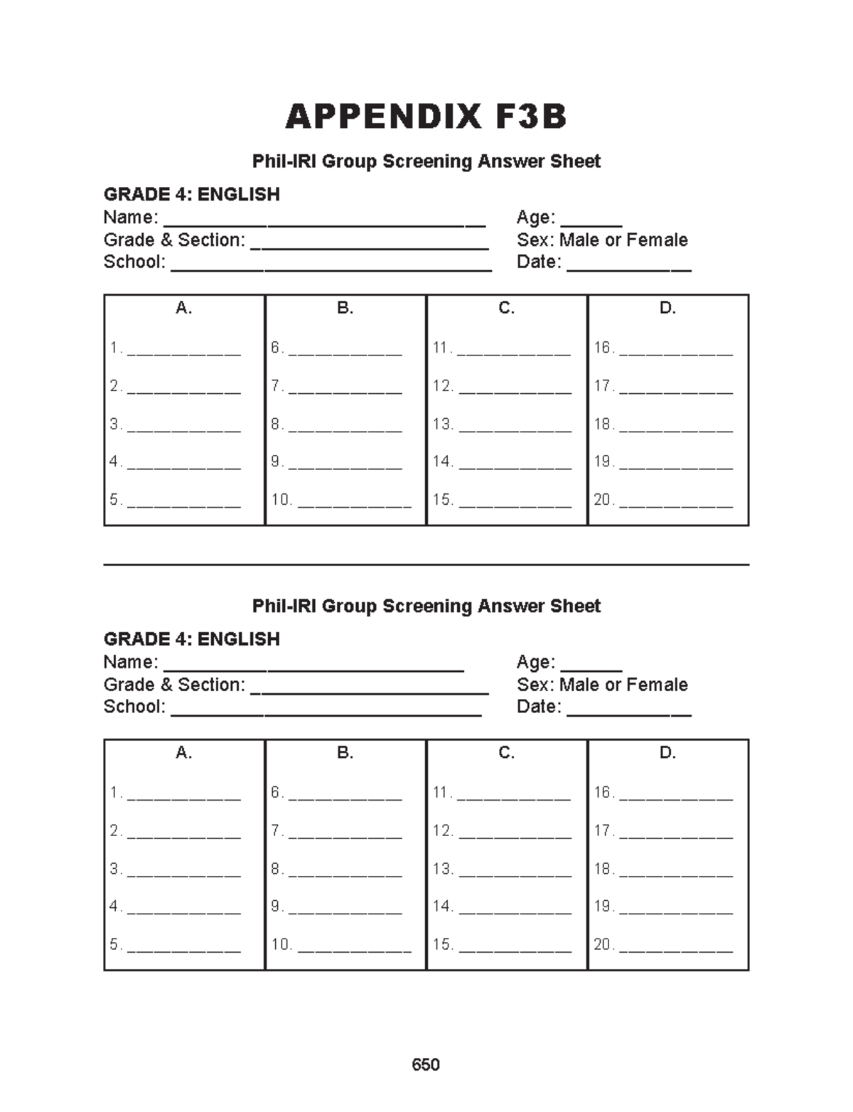 Phil-IRI-Full-Package Practice Materials - 650 APPENDIX F3B Phil-IRI ...