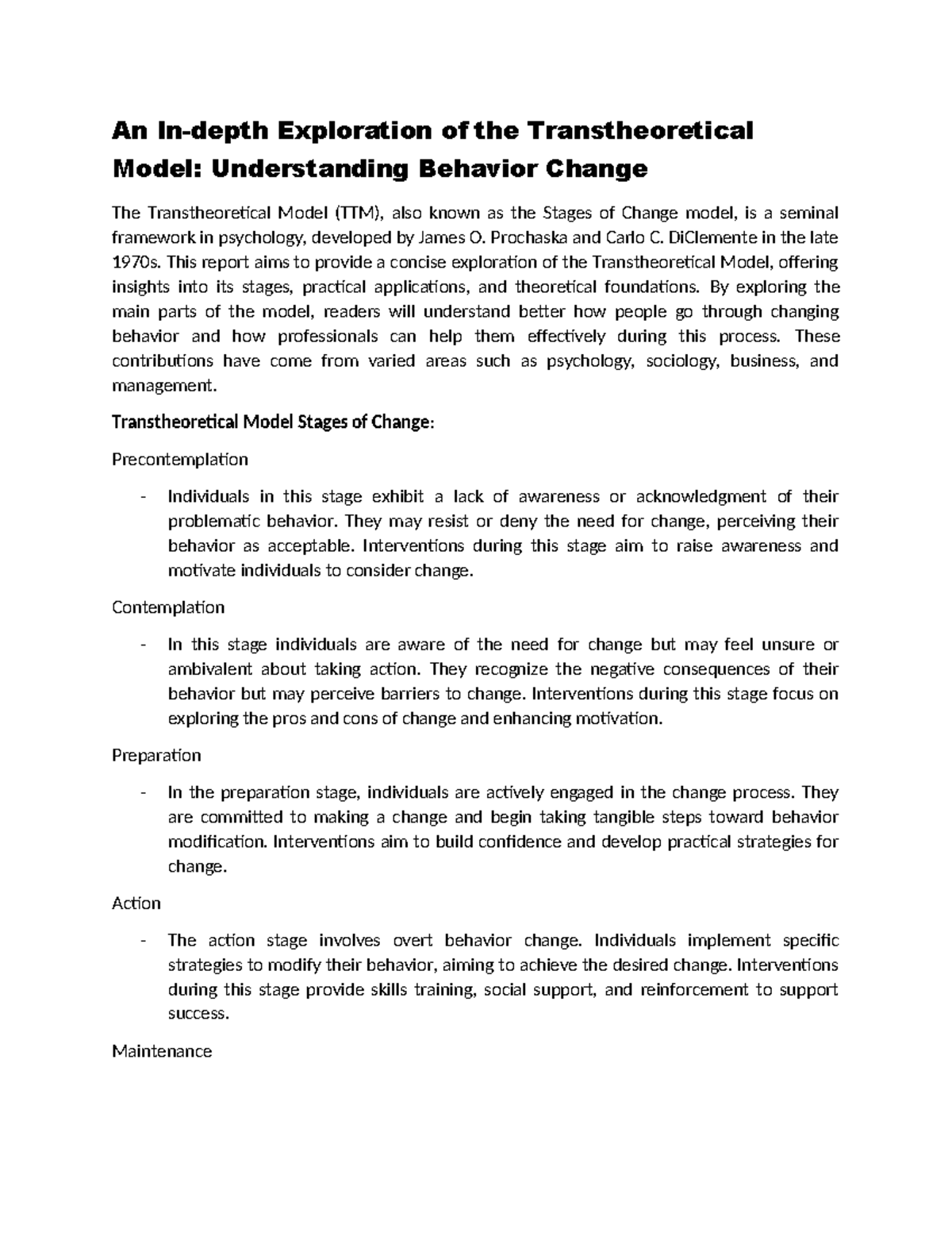 HBO TTM - An In-depth Exploration of the Transtheoretical Model ...