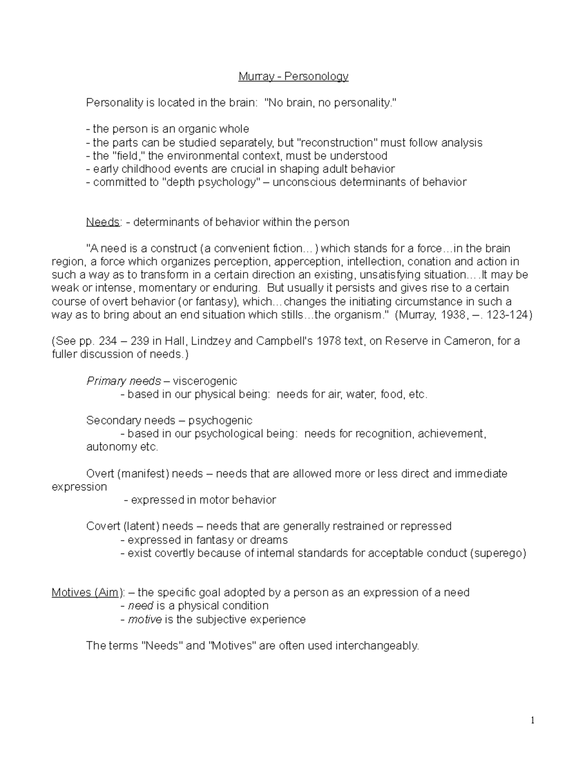 Murray 2-jan23 - Theories of Personality - Murray - Personology ...