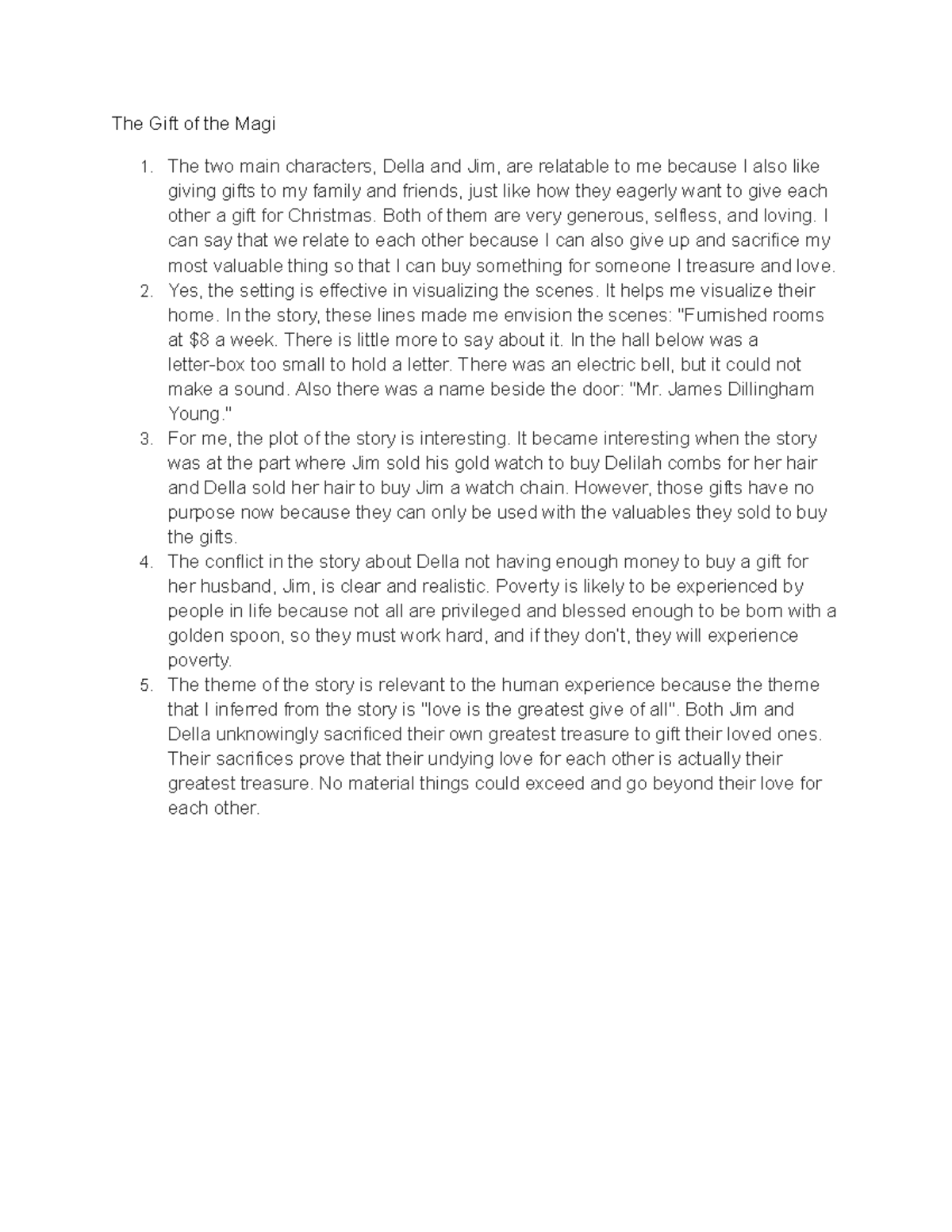 Comparison of The Gift of the Magi and The Last Leaf - The Gift of the ...