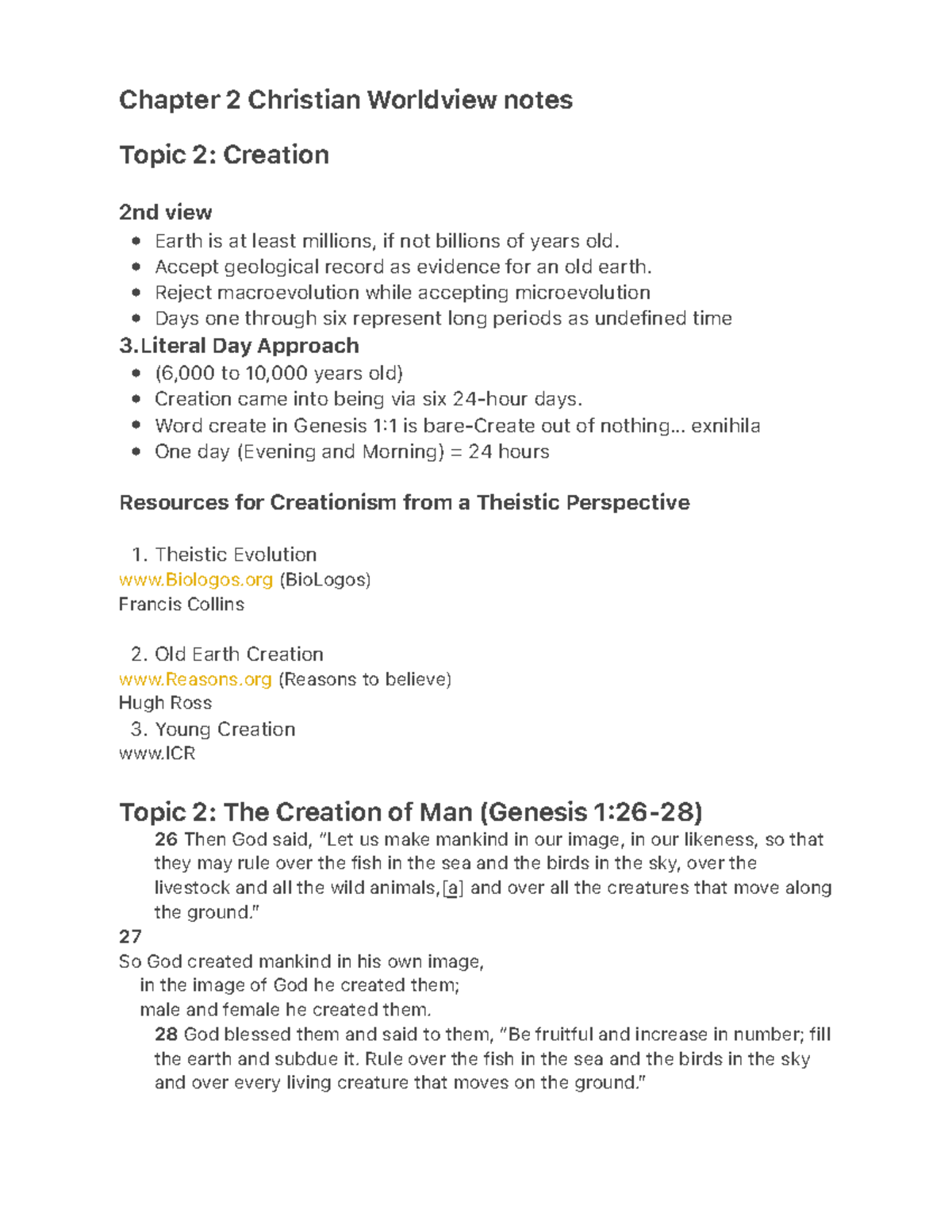 Chapter 2 Christian Worldview notes - 1. 2. 3. Chapter 2 Christian ...