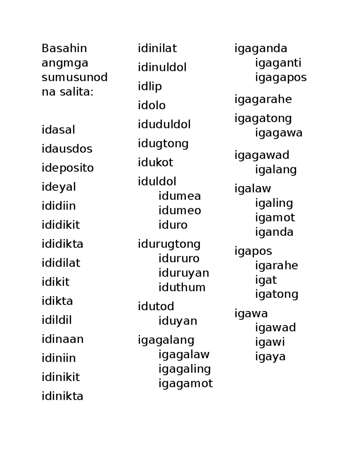 Basahin angmga sumusunod na salita - Basahin angmga sumusunod na salita ...