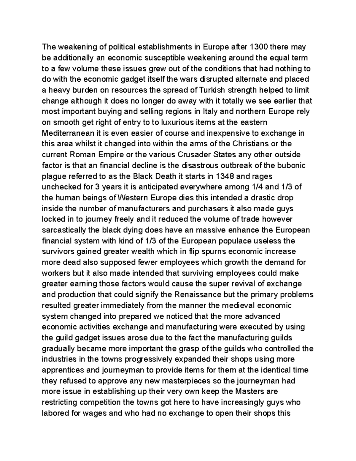 Hist 2321 The End of the Middle Ages - The weakening of political ...