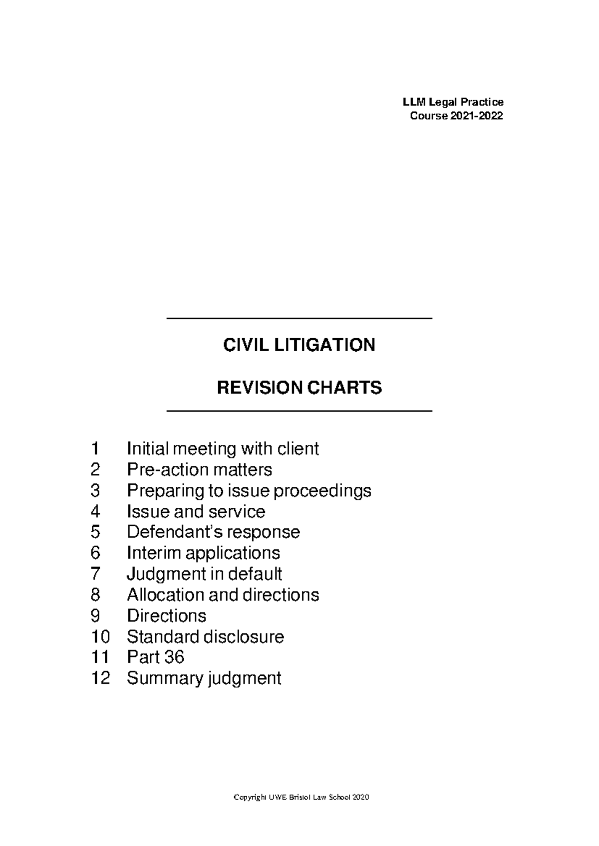 Revision charts 2021-22 - LLM Legal Practice Course 2021- CIVIL ...