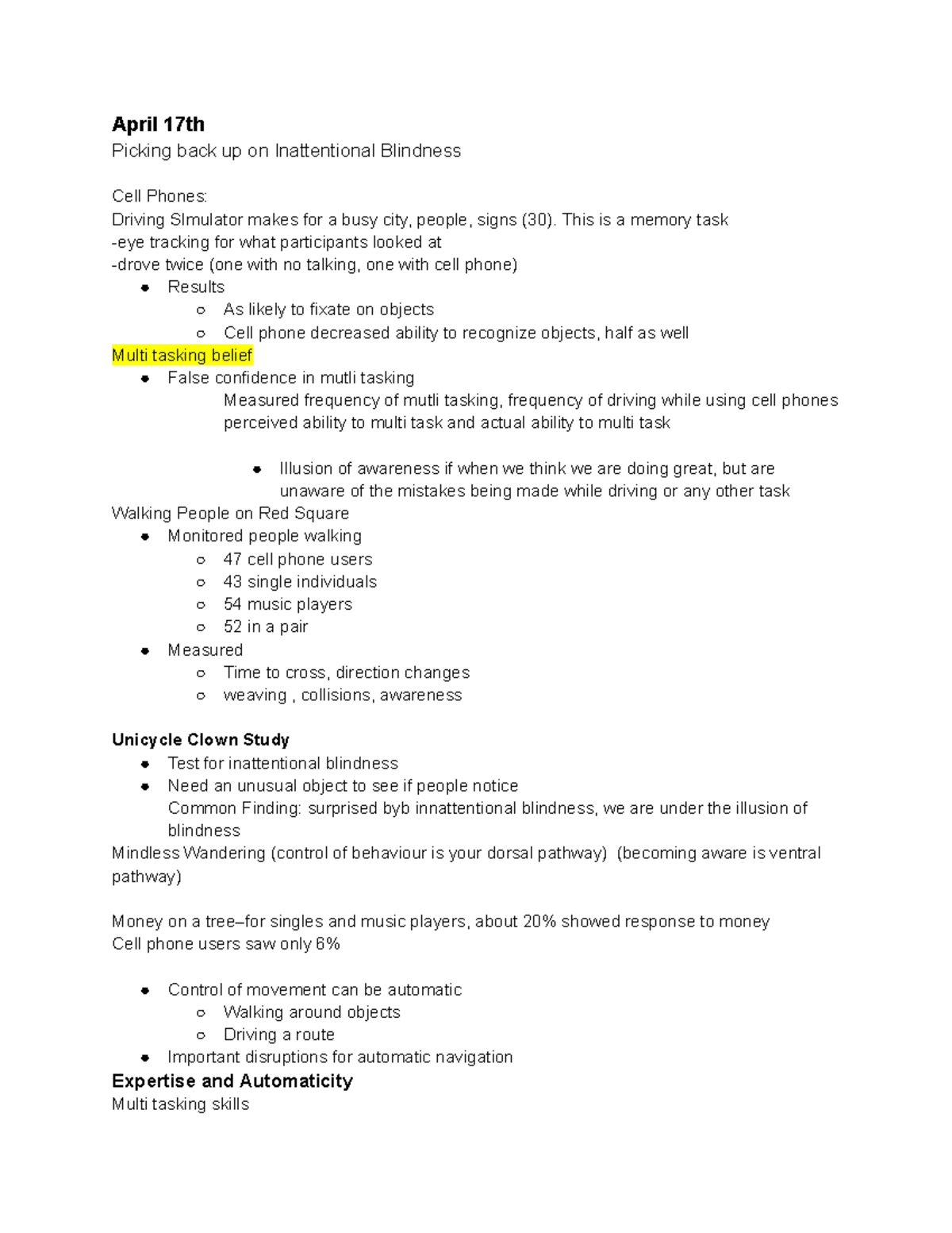April 17th Cognition - Inattentional blindness is explained with ...