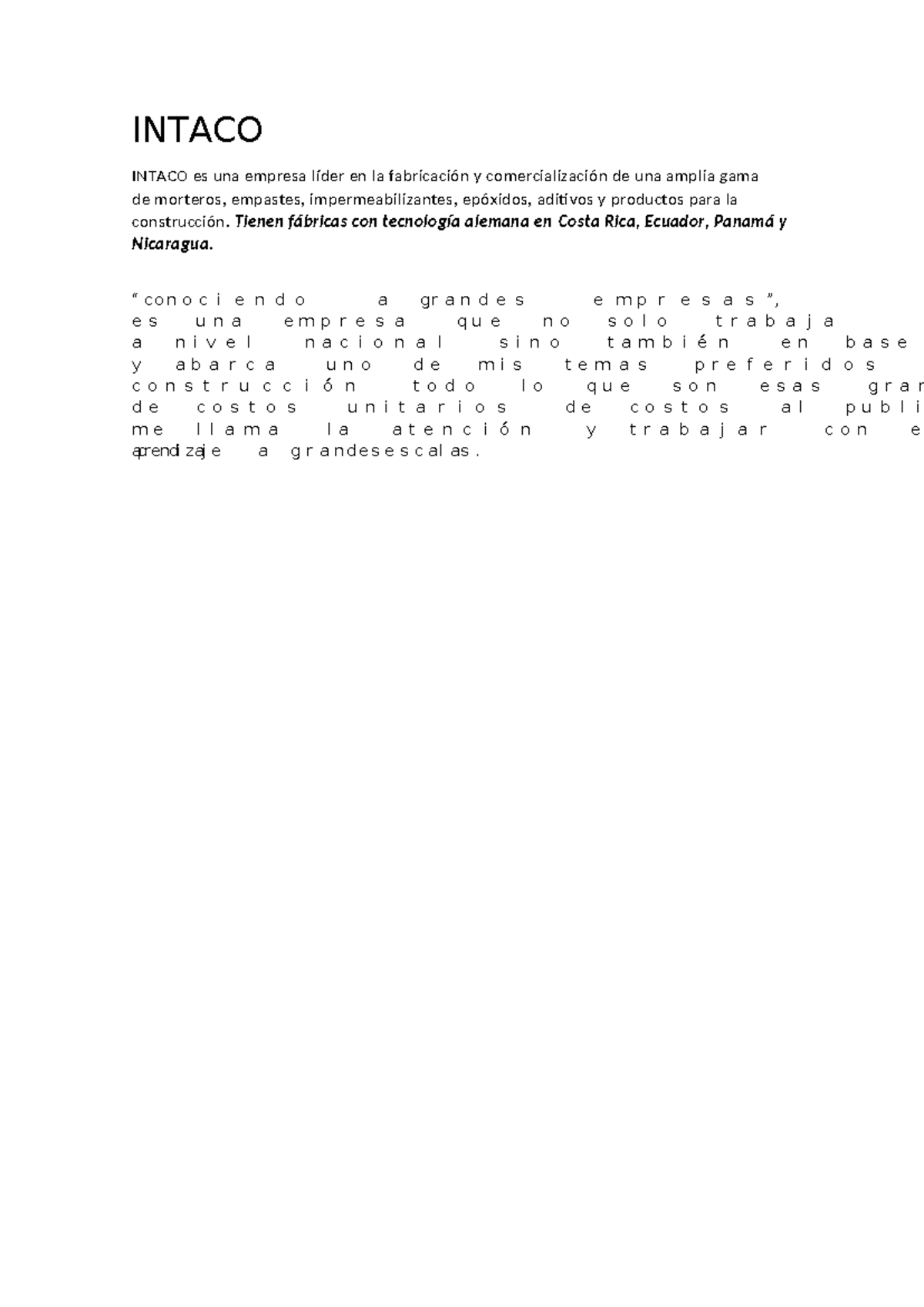 Intaco - INTACO INTACO es una empresa líder en la fabricación y ...