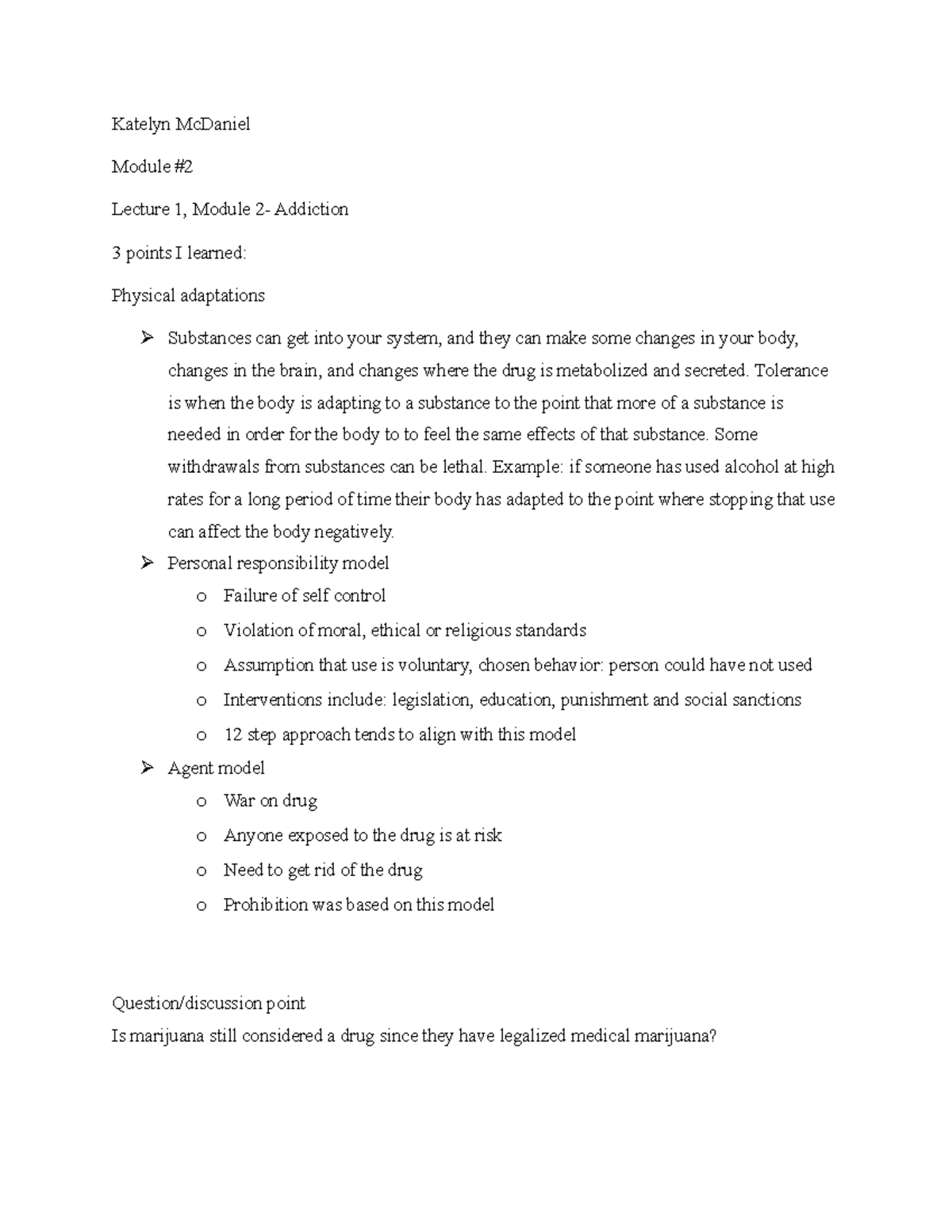 Lecture review 1 - Katelyn McDaniel Module # Lecture 1, Module 2 ...