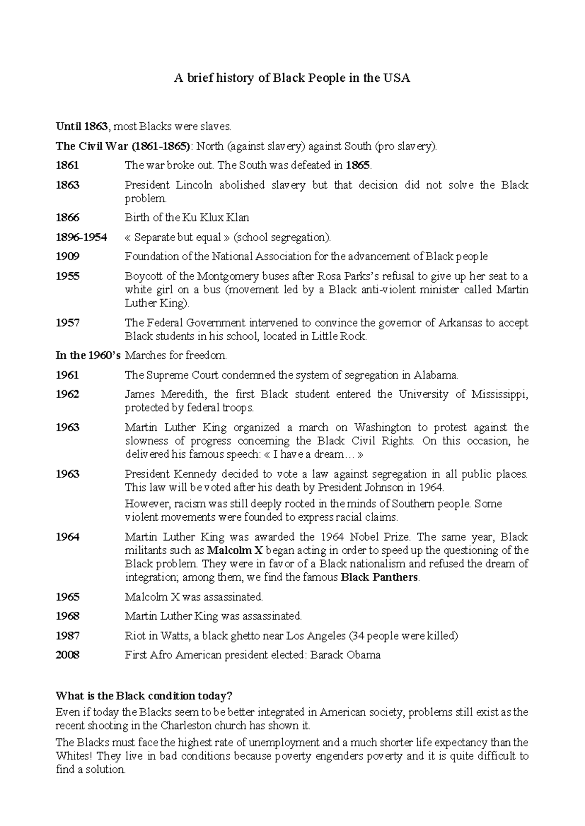 A Brief History of Black People in the USA v2 - A brief history of ...