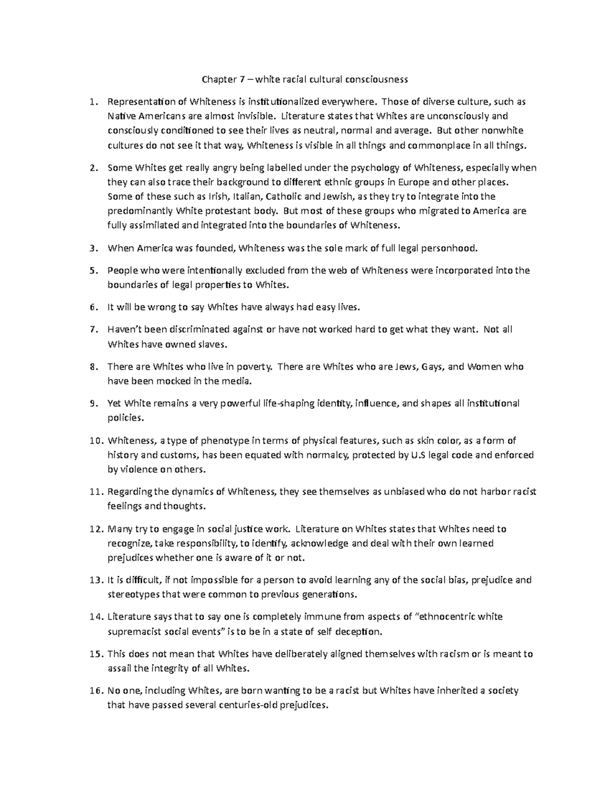 Chapter 7 - Chapter 7 – white racial cultural consciousness ...