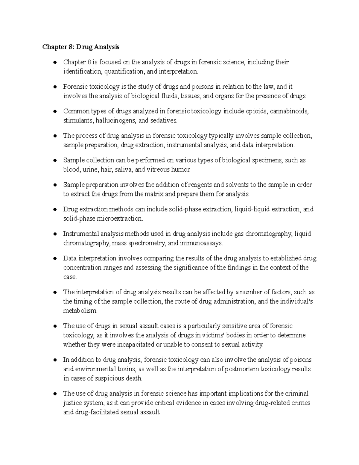 ANTH 246 Chapter 8 - ANTH 246 Notes for Ch 8 - Chapter 8: Drug Analysis ...