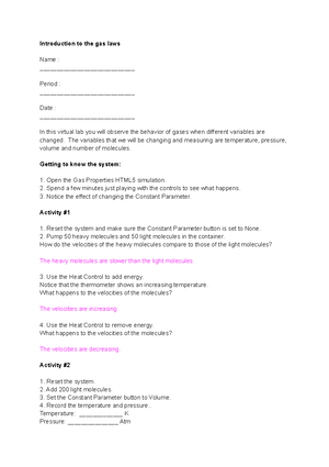 Gay-Lussac's Law Worksheet Key - Lg101 - Studocu