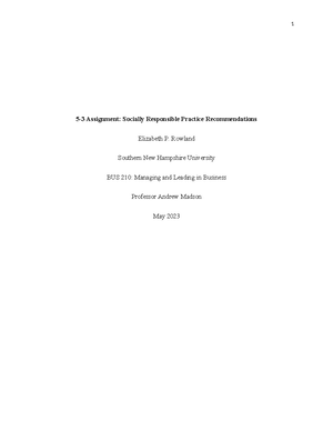 5-3 Assignment - Module 5 - 1 5-3 Assignment: Socially Responsible ...