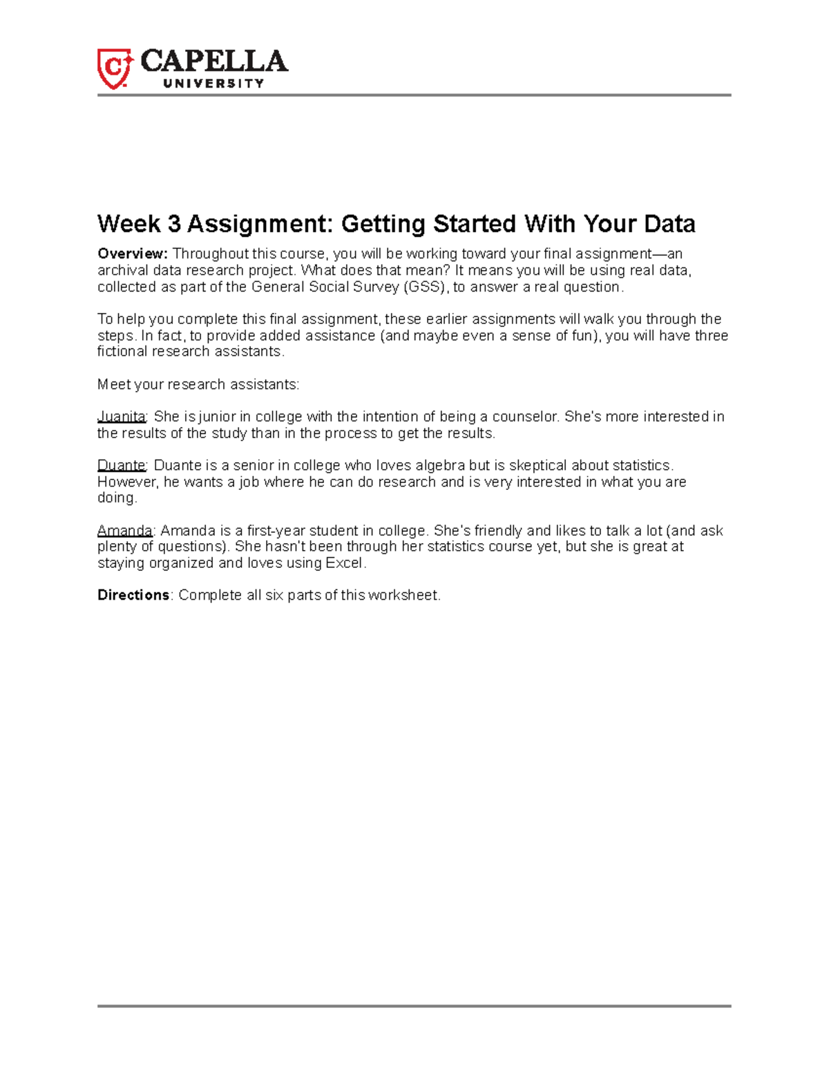 PSYC3700 WK3 - Worksheet. - Week 3 Assignment: Getting Started With ...