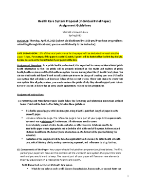 Health Care System Proposal - For example, if the paper is worth 50 ...
