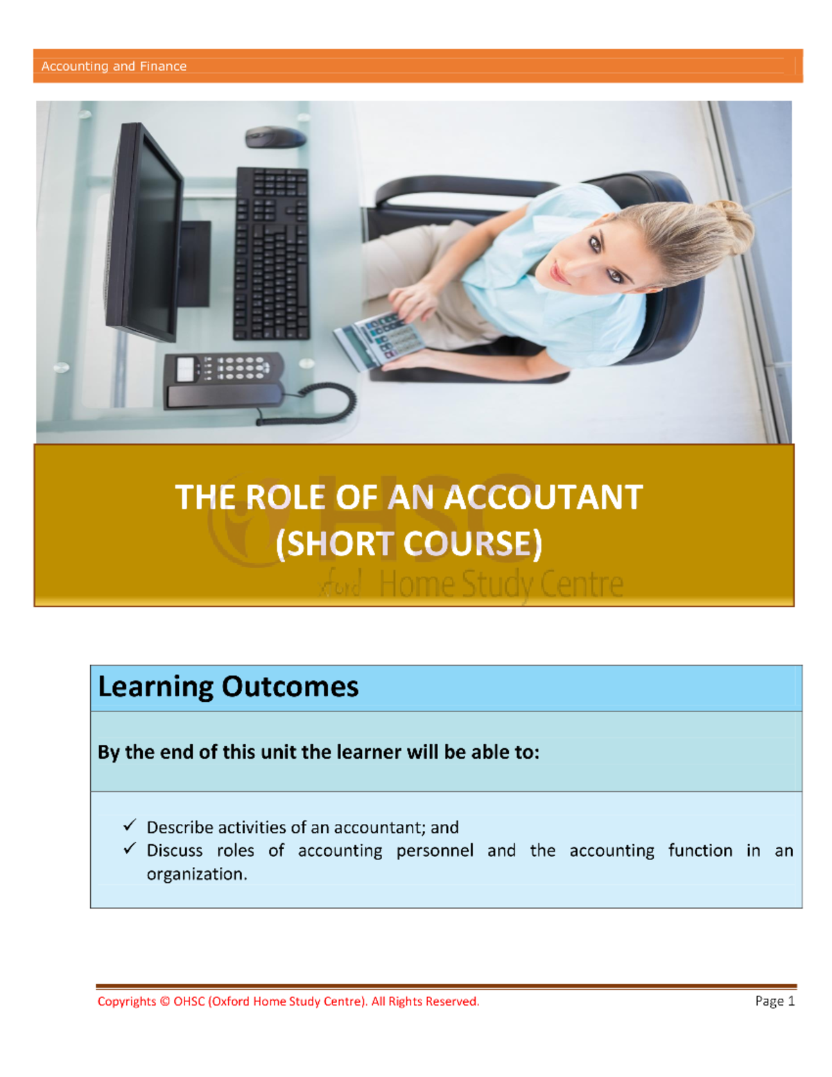 01 The Role of an Accountant - Accounting and Finance THE ROLE OF AN ...