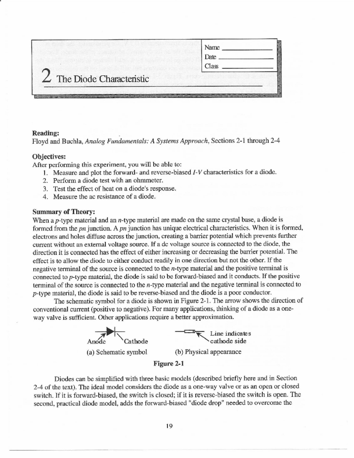 Lab#2 The Diode Characteristics - EMT 1255 - Studocu