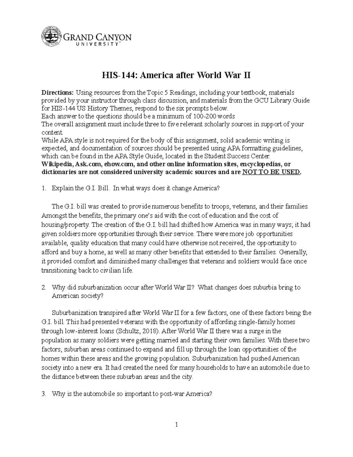 HIS-144 America After WWII - HIS-144: America after World War II ...