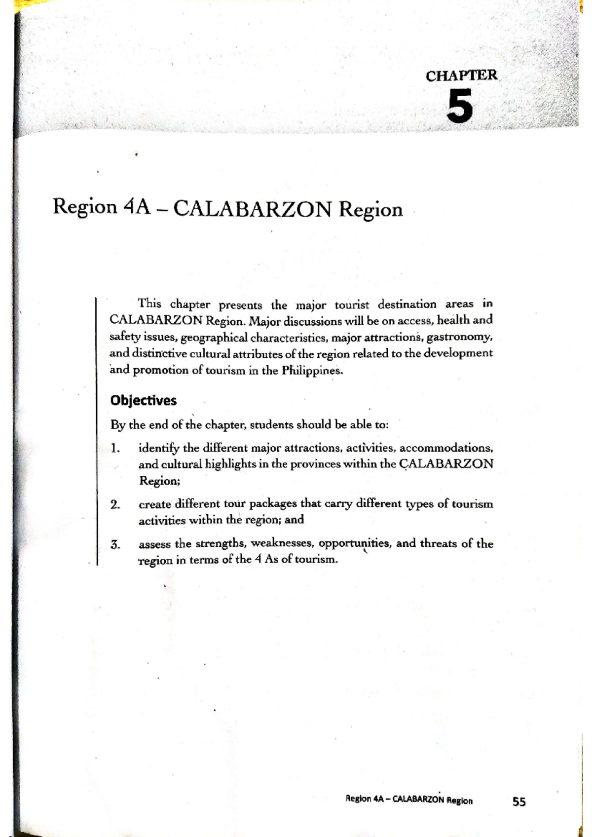 THC 4 CH5 - its good - CHAPTER 5 Region 4A CALABARZON Region This ...