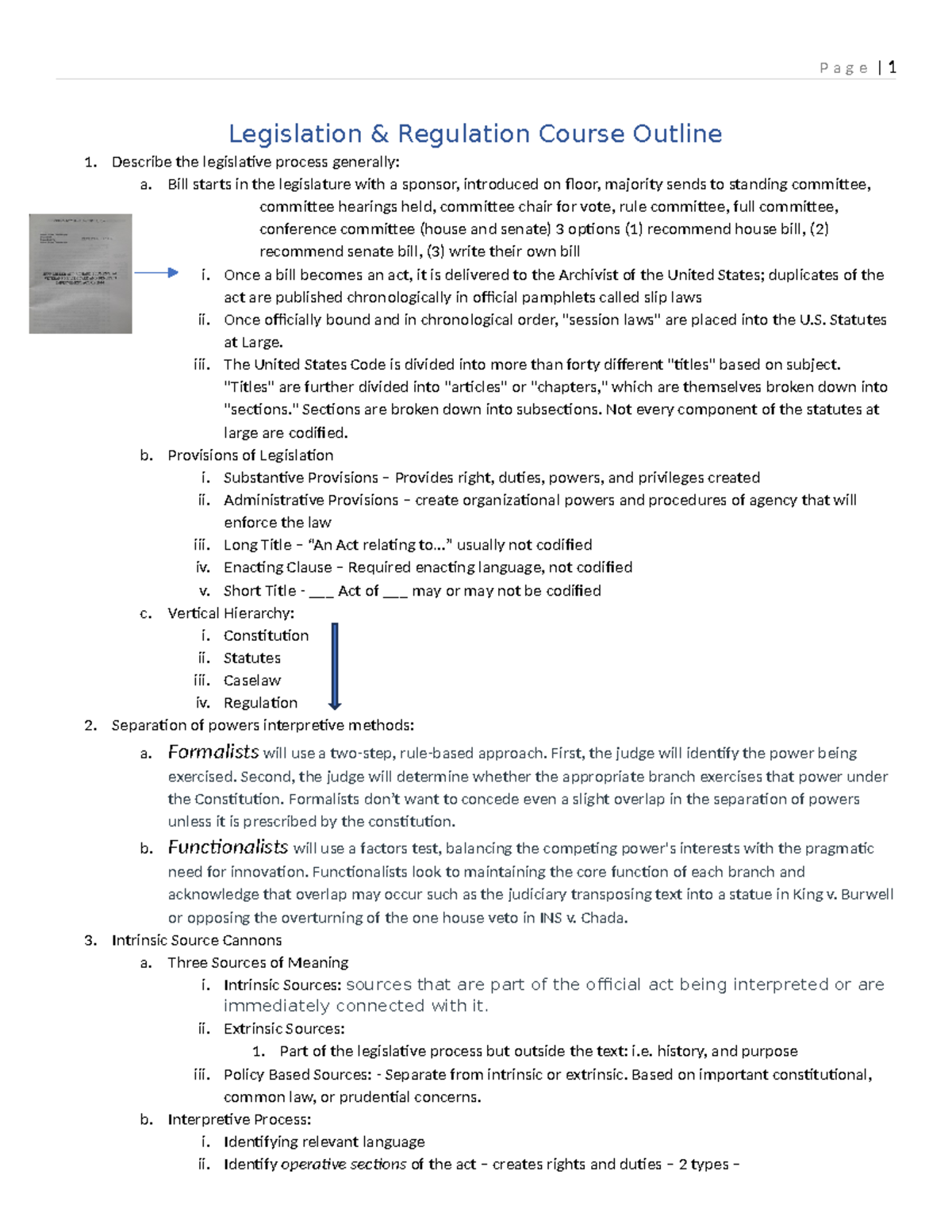 Leg & Reg Outline - Study guide - Legislation & Regulation Course ...