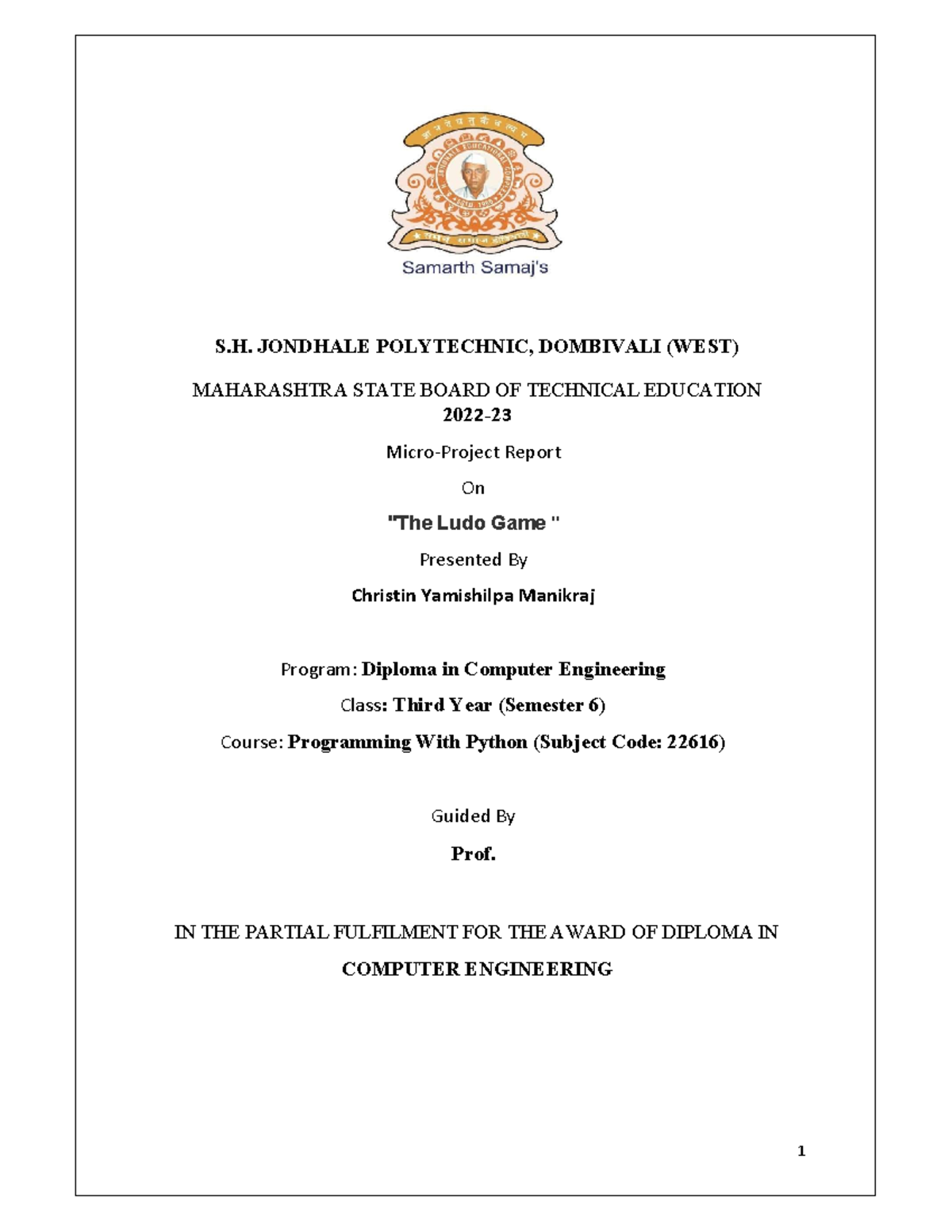 PWP Micro Project - all the best - S. JONDHALE POLYTECHNIC, DOMBIVALI ...