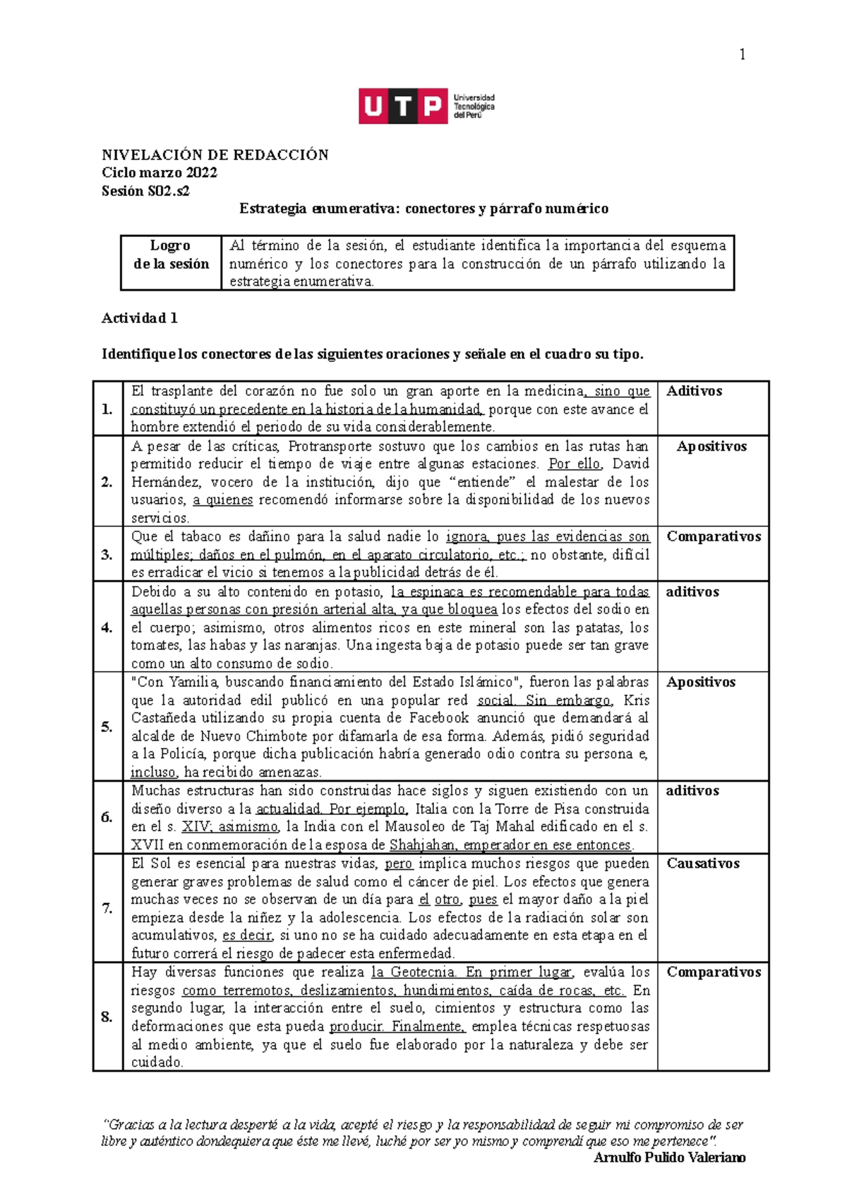 S02.s2 - Resolver ejercicios - Conectores y párrafo numérico 7-4-22 ...