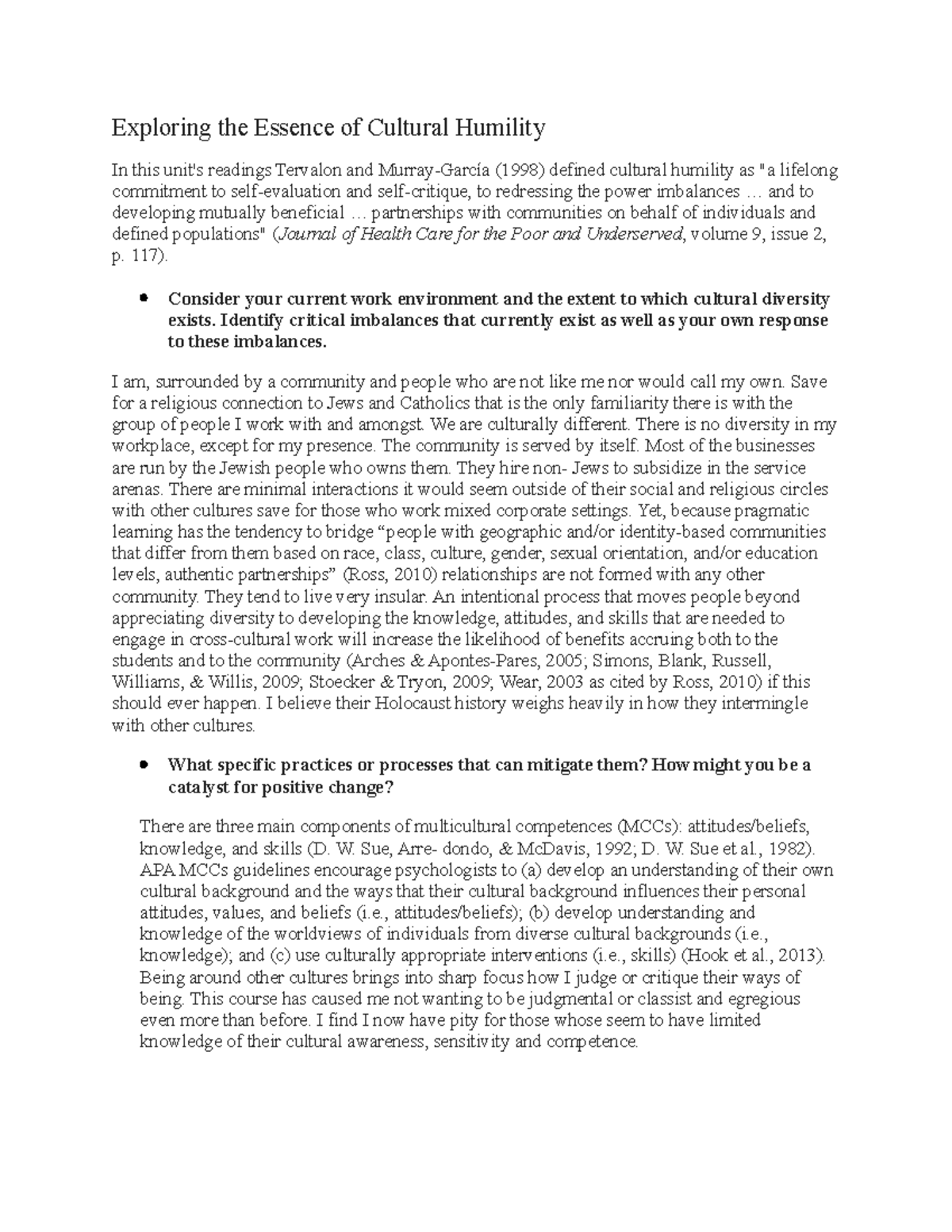 ED5342 u09d01- Exploring the Essence of Cultural Humility - Exploring ...