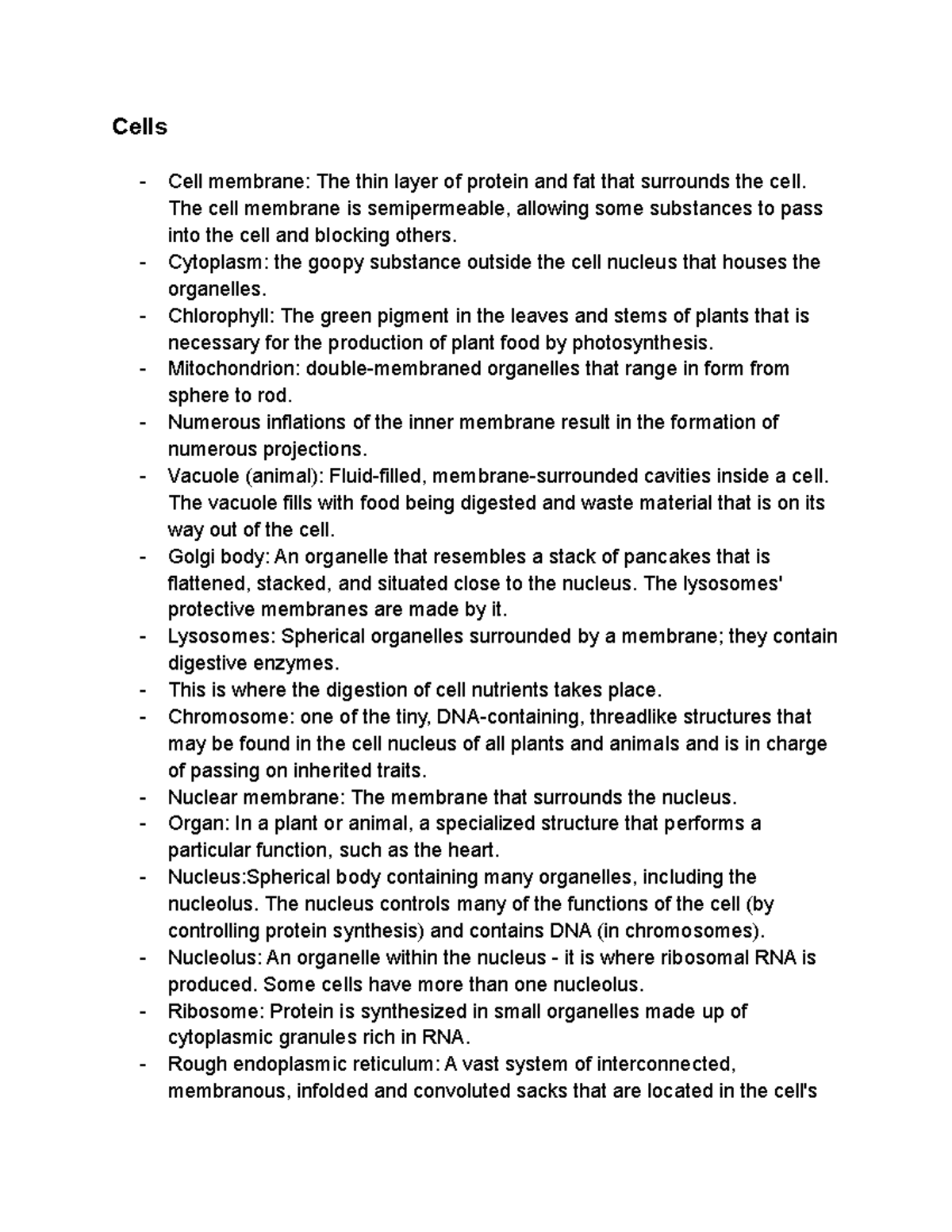 Biology- Cells - Cells Cell membrane: The thin layer of protein and fat ...