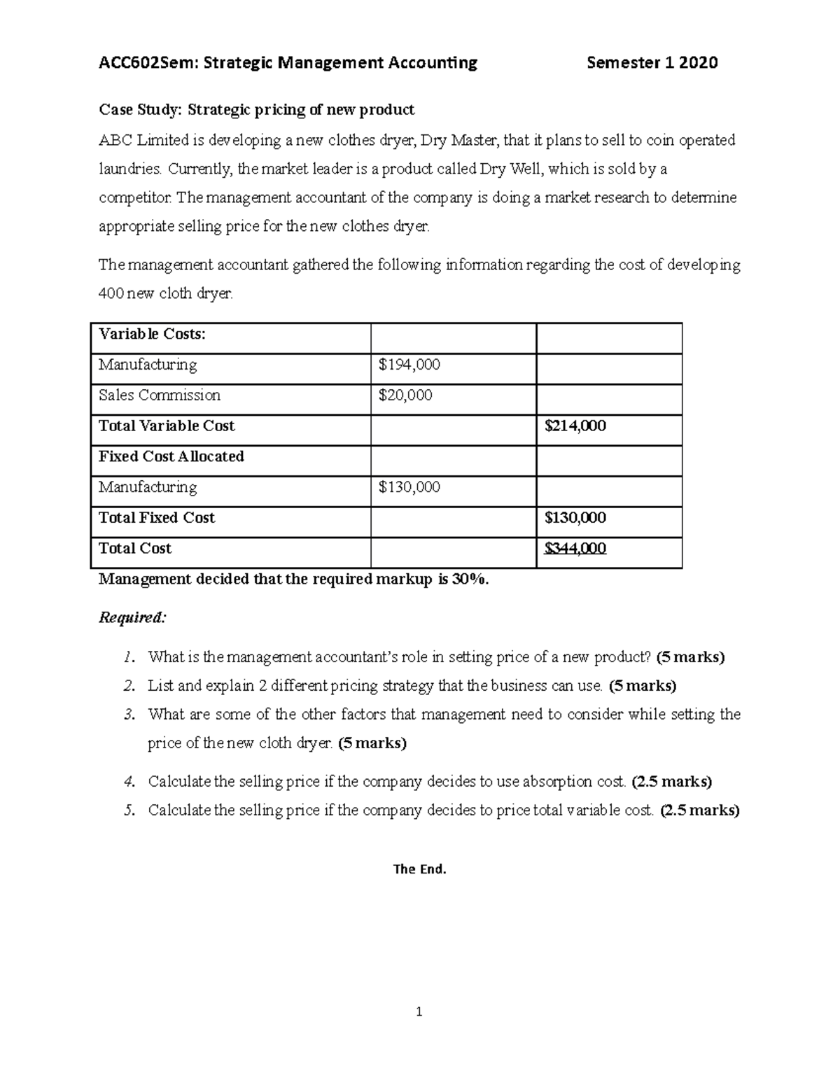 Case Study 1 - this was completed in year 2020 - ACC602Sem: Strategic ...