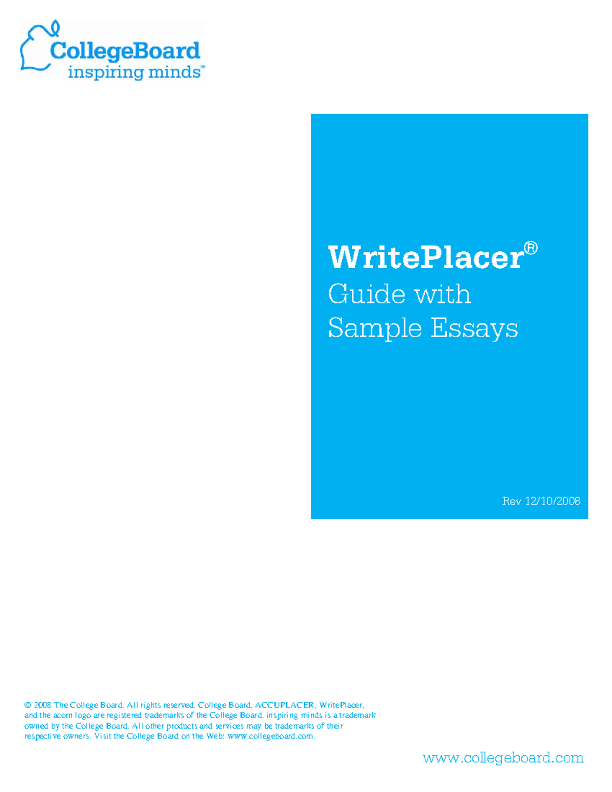Seneca Writing TEST - its useful note - WritePlacer® Guide with Sample ...