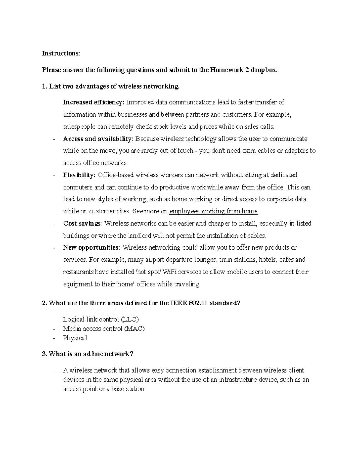 Principles of Networking HW#3 - Instructions: Please answer the ...