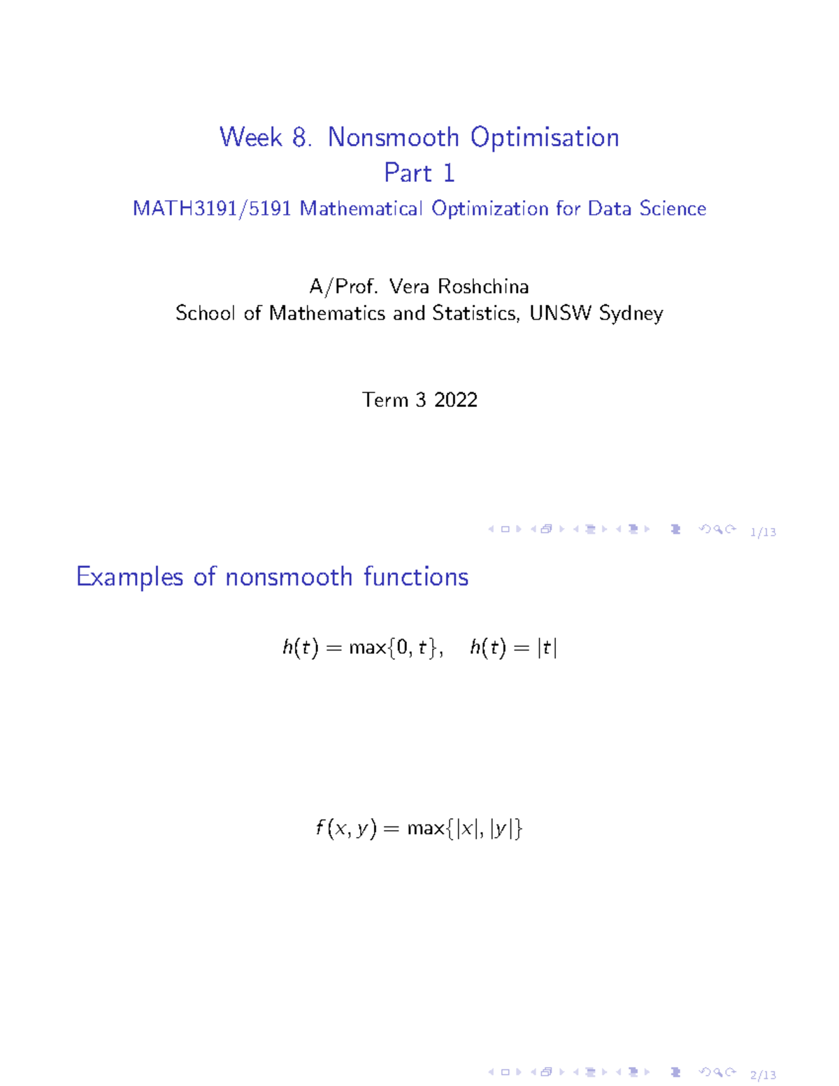Week 8 Nonsmooth Optimisation Part 1 Math3191 5191 Mathematical Optimization For Data Science