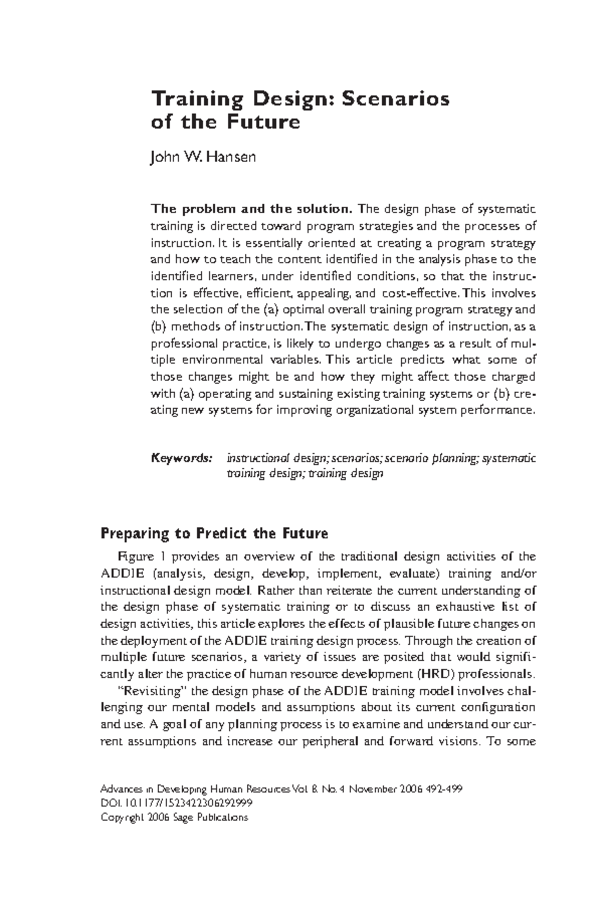 Training Design - scenarios for the future - Training Design: Scenarios ...