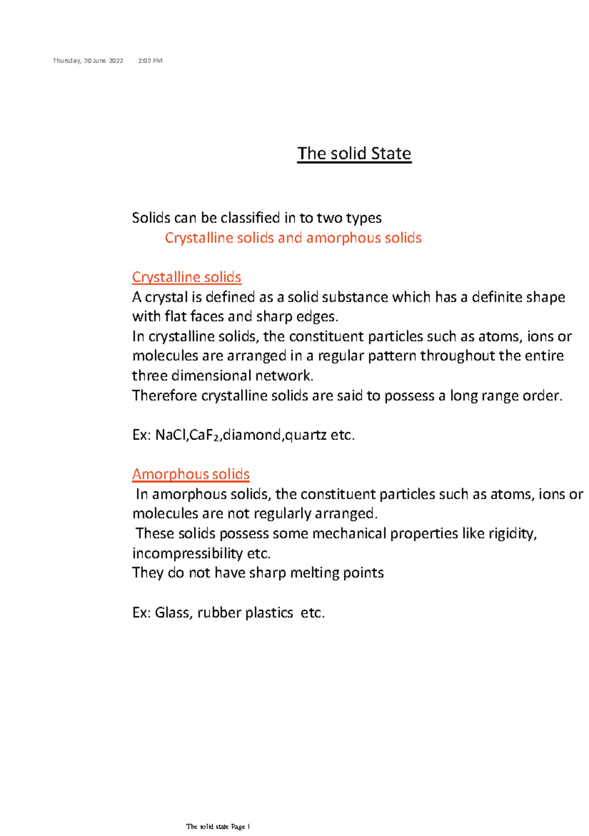 The solid state - The solid State Solids can be classified in to two ...