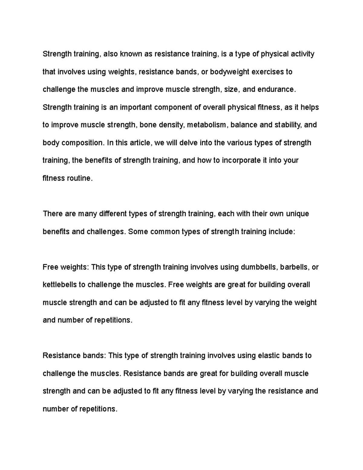 4. Strength training - Strength training, also known as resistance ...