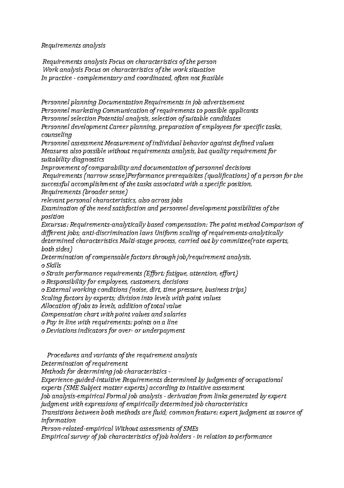 Requirements analysis - Requirements (broader sense) relevant personal ...