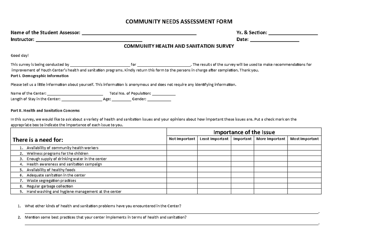 NSTP Community Needs Assessment Form Sample Name Of The Student nstp-community-needs-assessment-form-sample-name-of-the-student