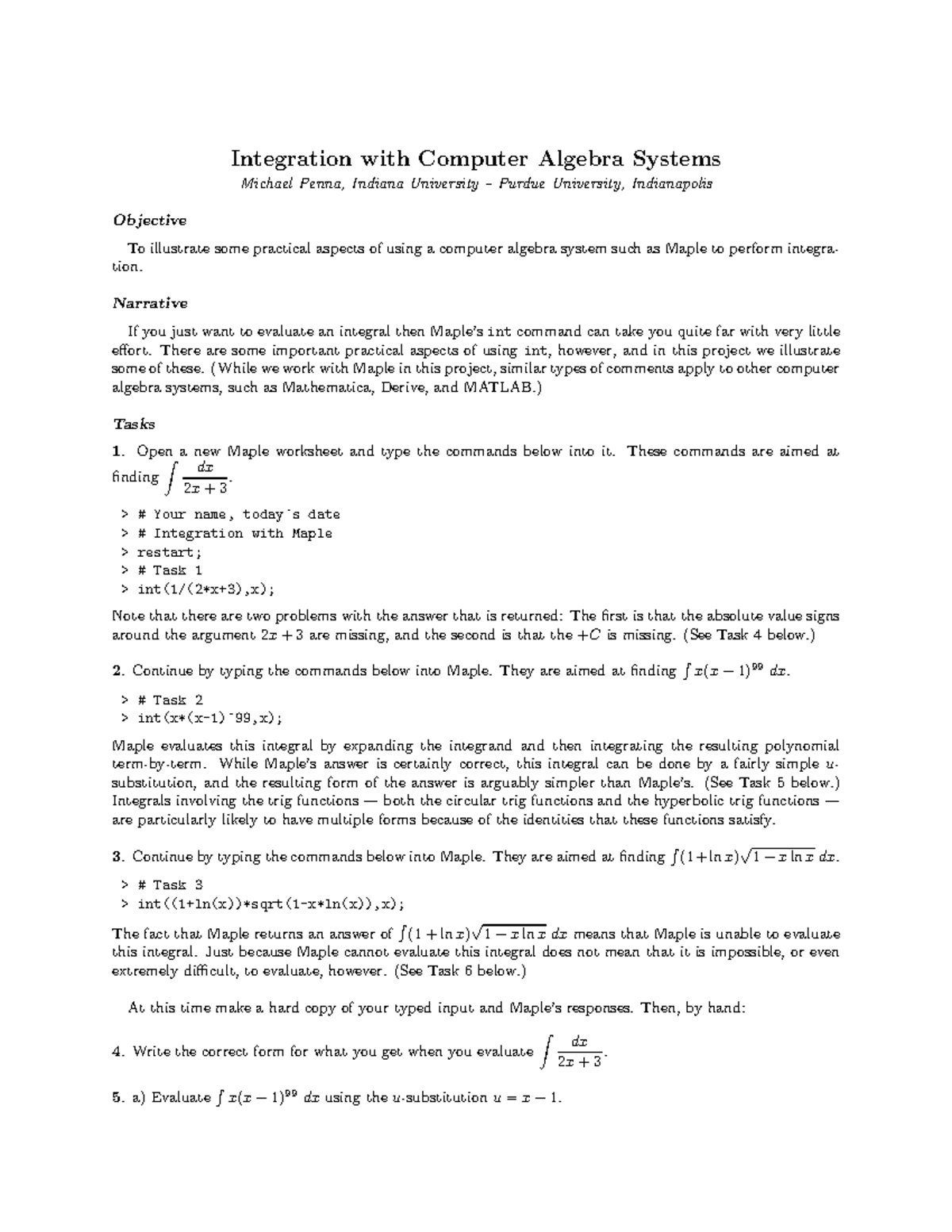 CP#6 Chapter 7.6 Integration with Computer Algebra Syatems ...