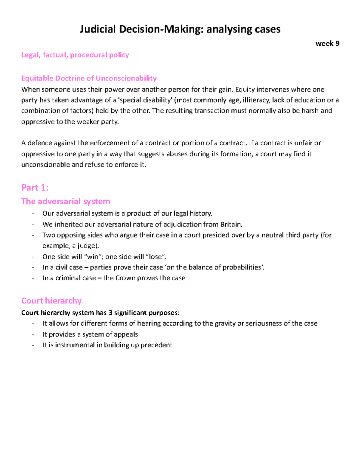 WEEK 9 - Foundations OF LAW - Judicial Decision-Making: analysing cases ...