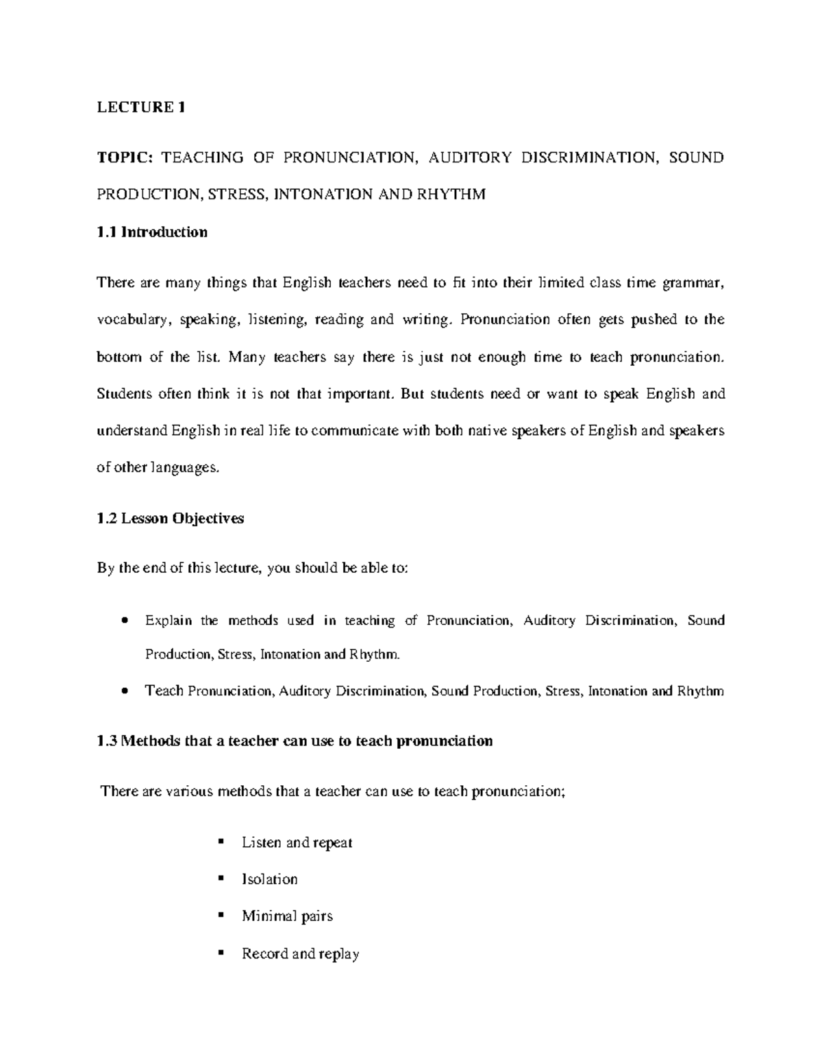 310 1 Teaching OF Pronunciation, Auditory Discrimination, Sound ...